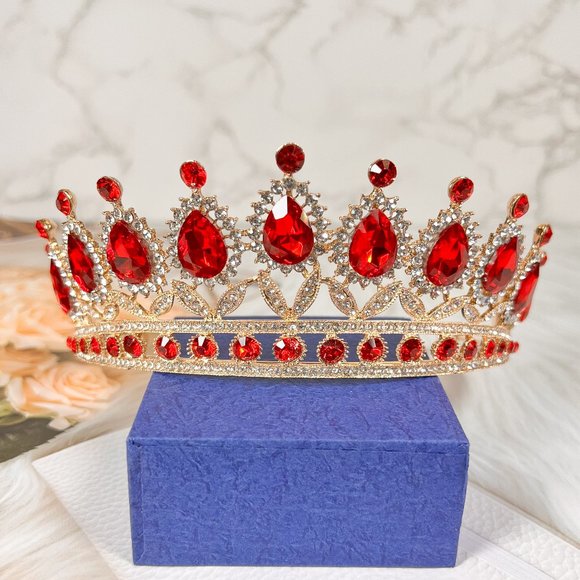 Accessories | Princess Ruby Red Headpiece Crystal Bridal Wedding Tiara ...